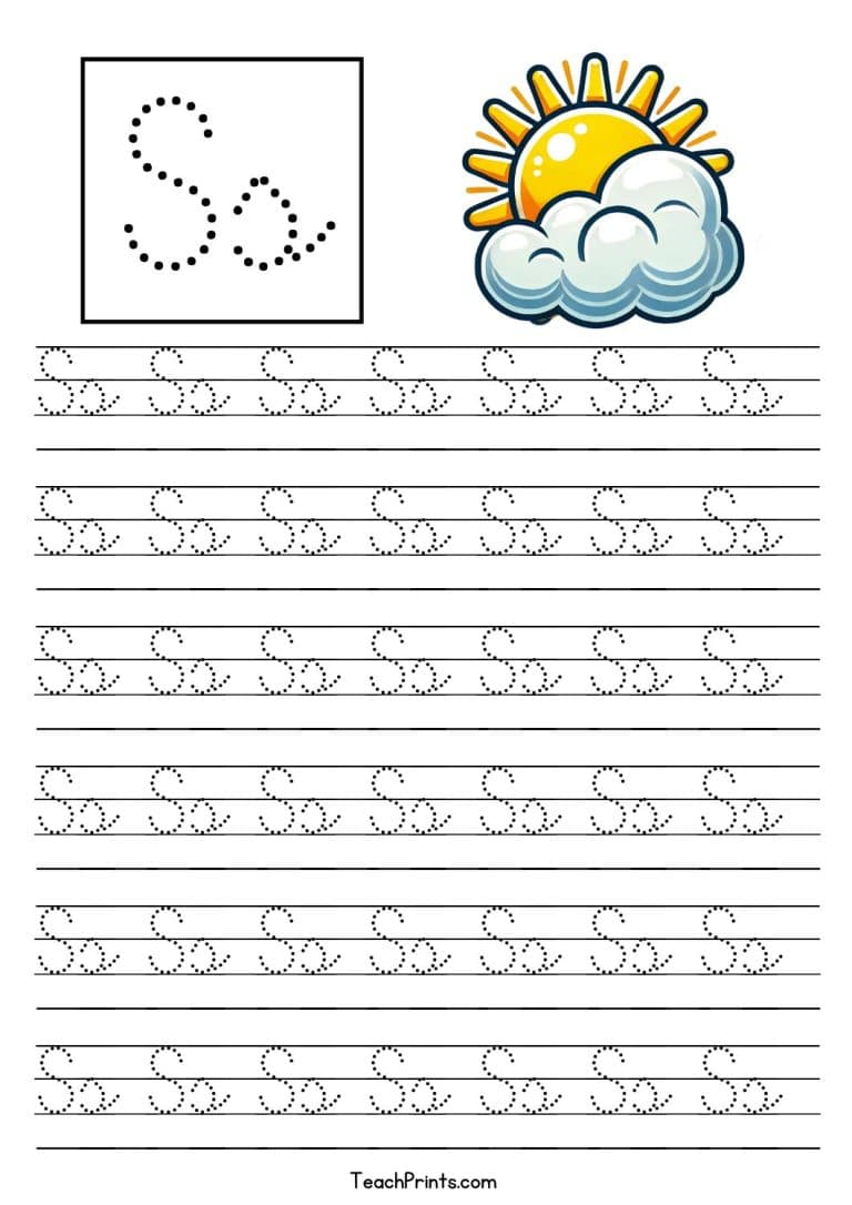10 Cursive S Tracing Worksheets - Free Printables - Teach Prints