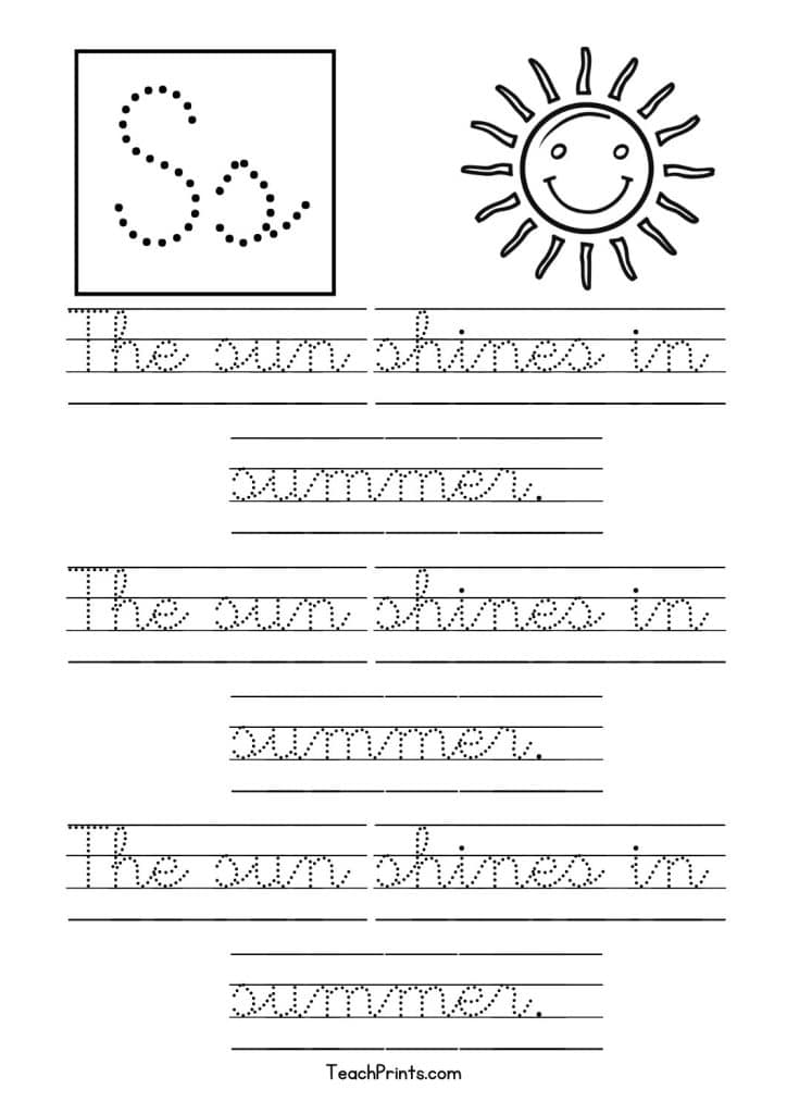 10 Cursive S Tracing Worksheets - Free Printables - Teach Prints