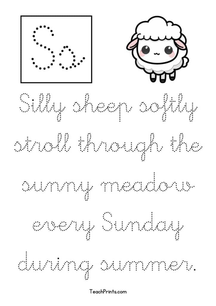 10 Cursive S Tracing Worksheets - Free Printables - Teach Prints