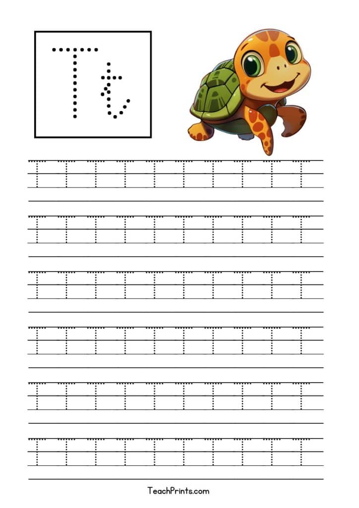 10 Cursive T Tracing Worksheets - Free Printables - Teach Prints