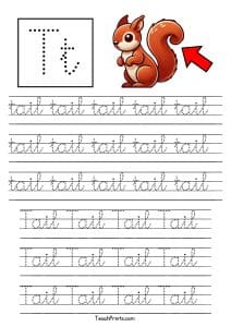 10 Cursive T Tracing Worksheets - Free Printables - Teach Prints