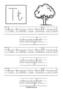 10 Cursive T Tracing Worksheets - Free Printables - Teach Prints