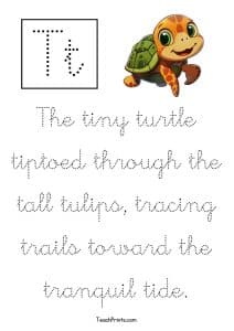 10 Cursive T Tracing Worksheets - Free Printables - Teach Prints