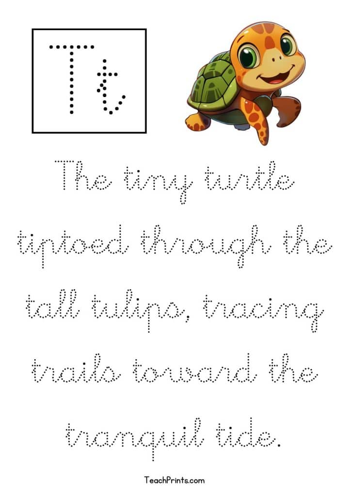 10 Cursive T Tracing Worksheets - Free Printables - Teach Prints