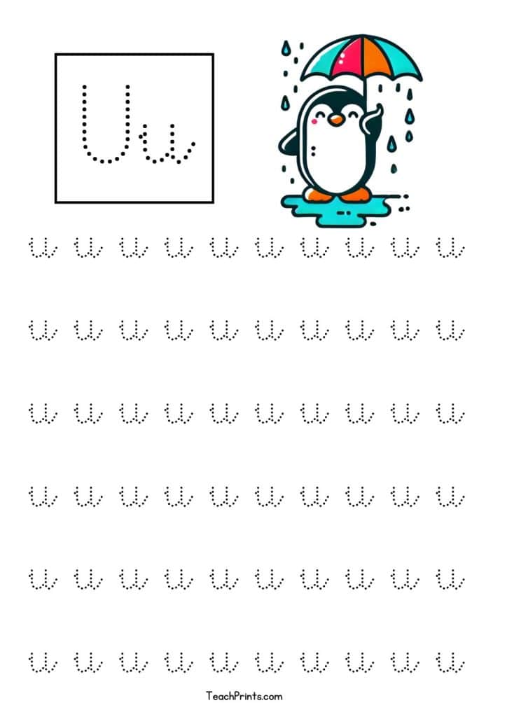 11 Cursive U Tracing Worksheets - Free Printables - Teach Prints
