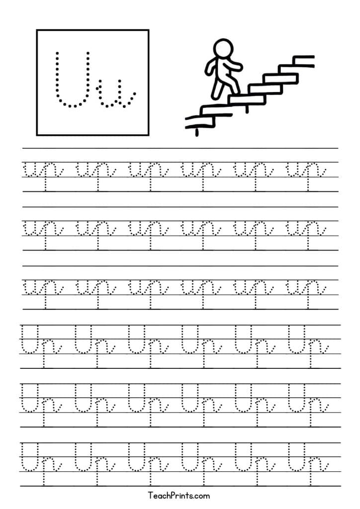 11 Cursive U Tracing Worksheets - Free Printables - Teach Prints