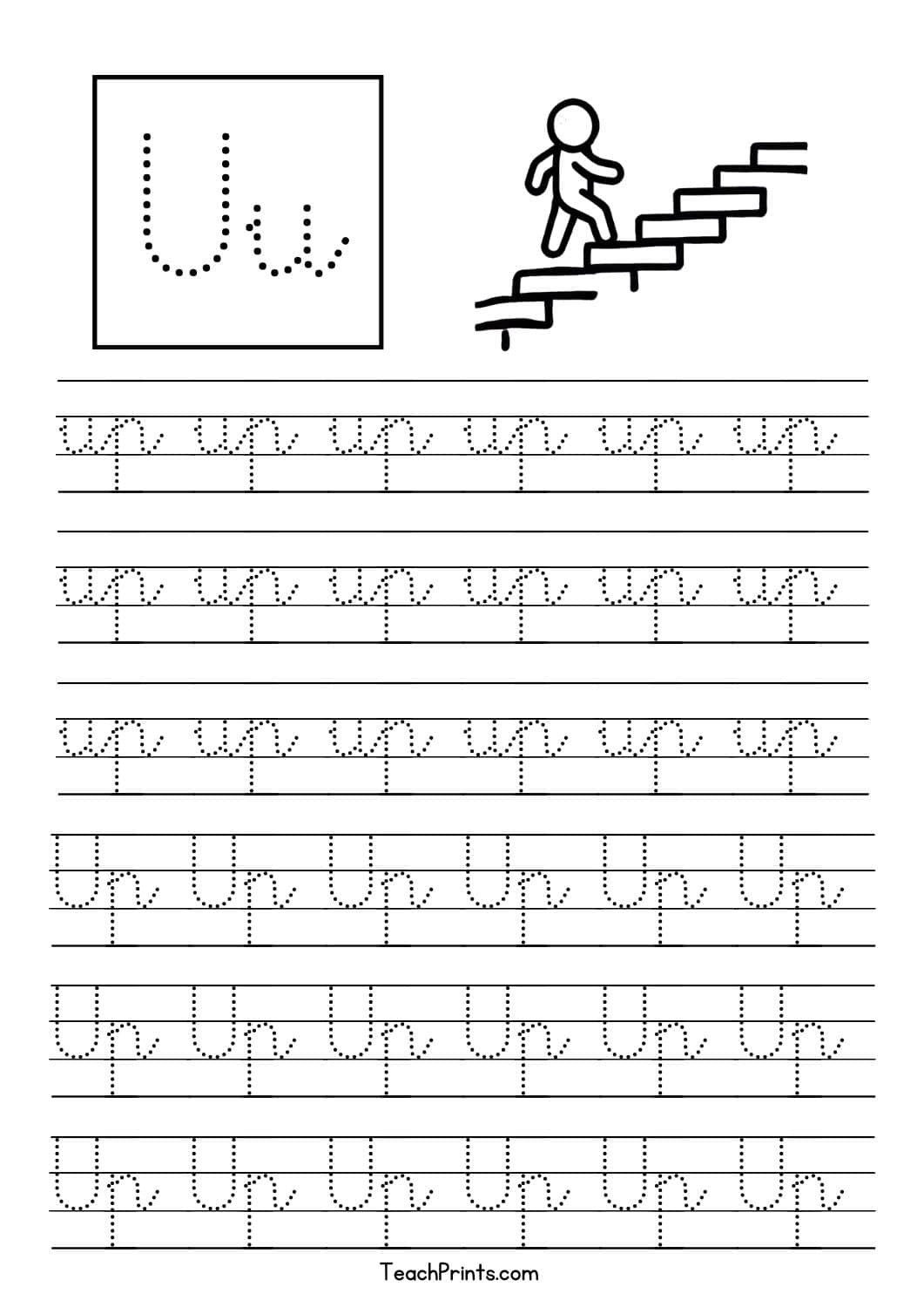 11 Cursive U Tracing Worksheets - Free Printables - Teach Prints