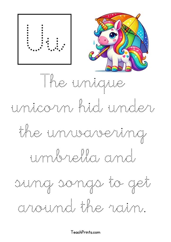 11 Cursive U Tracing Worksheets - Free Printables - Teach Prints