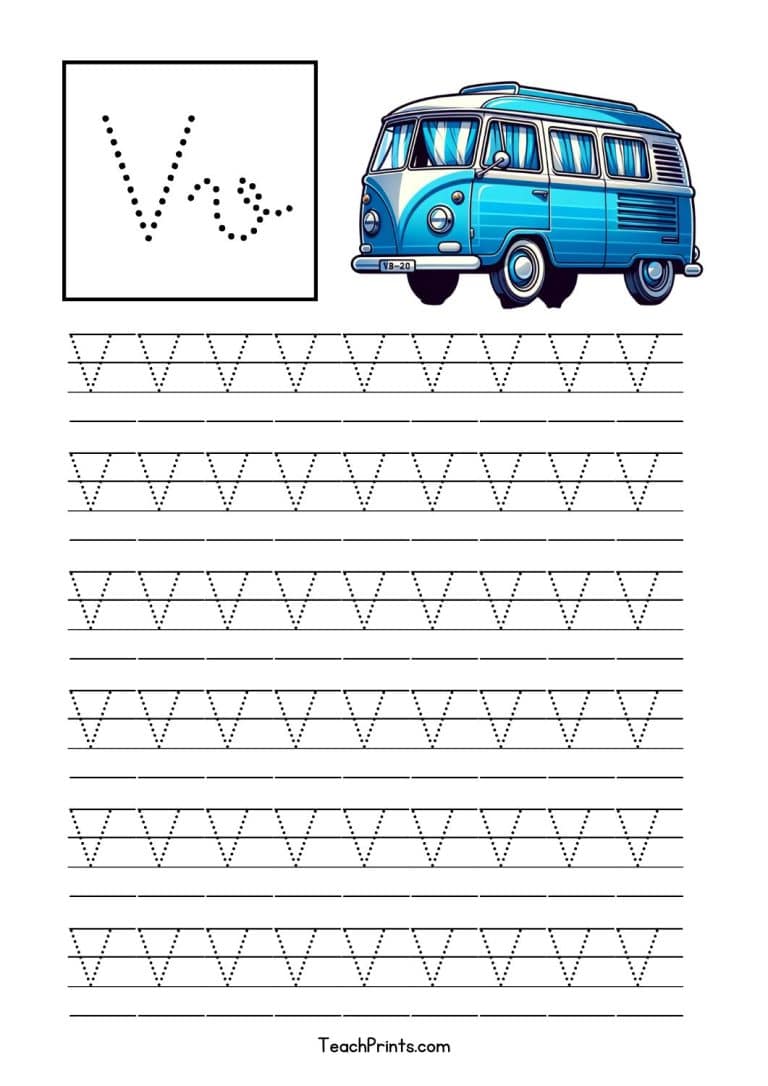 10 Cursive V Tracing Worksheets - Free Printables - Teach Prints