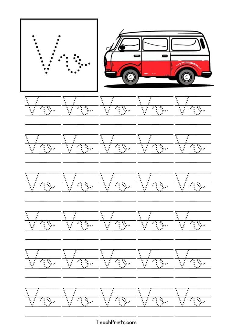 10 Cursive V Tracing Worksheets - Free Printables - Teach Prints