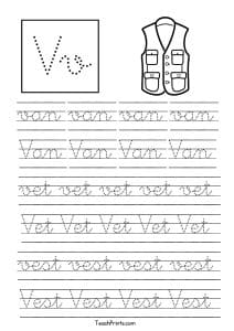10 Cursive V Tracing Worksheets - Free Printables - Teach Prints