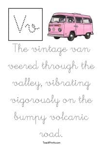 10 Cursive V Tracing Worksheets - Free Printables - Teach Prints