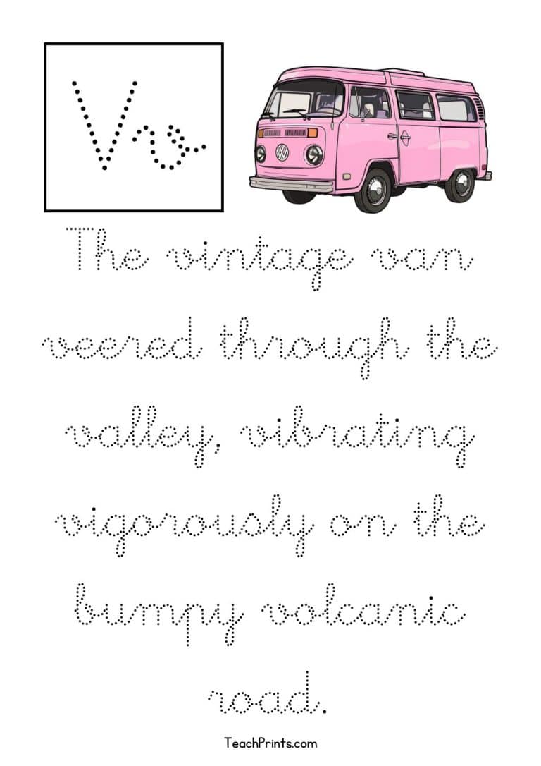 10 Cursive V Tracing Worksheets - Free Printables - Teach Prints