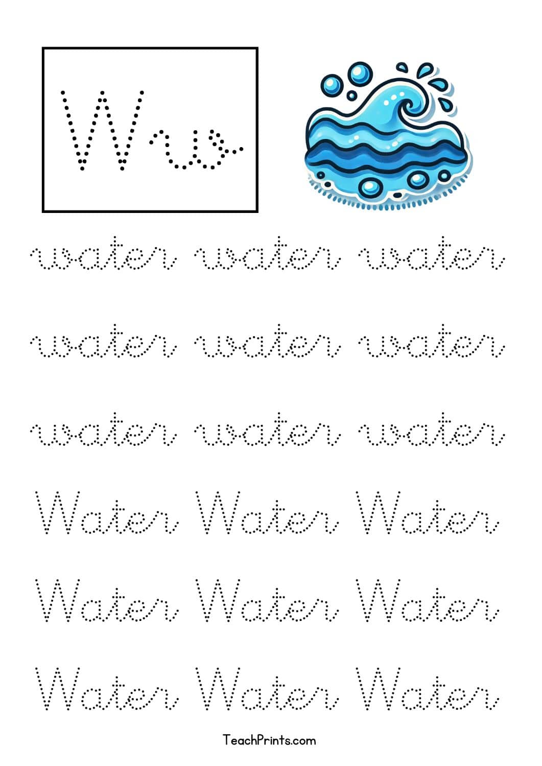 10 Cursive W Tracing Worksheets - Free Printables - Teach Prints