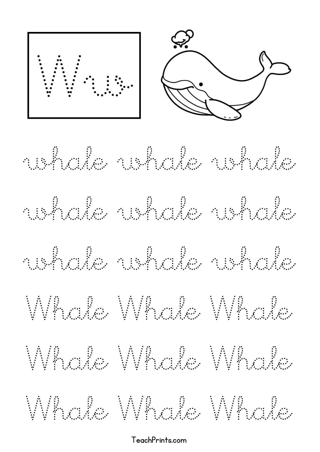 10 Cursive W Tracing Worksheets - Free Printables - Teach Prints