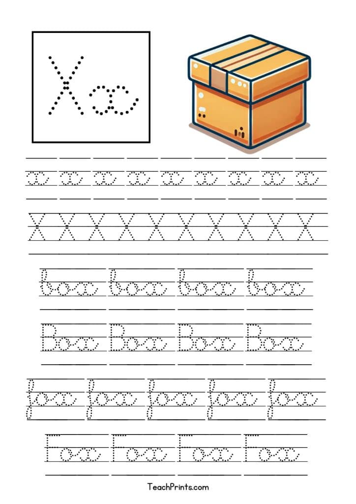 10 Cursive X Tracing Worksheets - Free Printables - Teach Prints