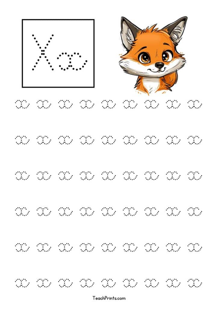10 Cursive X Tracing Worksheets - Free Printables - Teach Prints