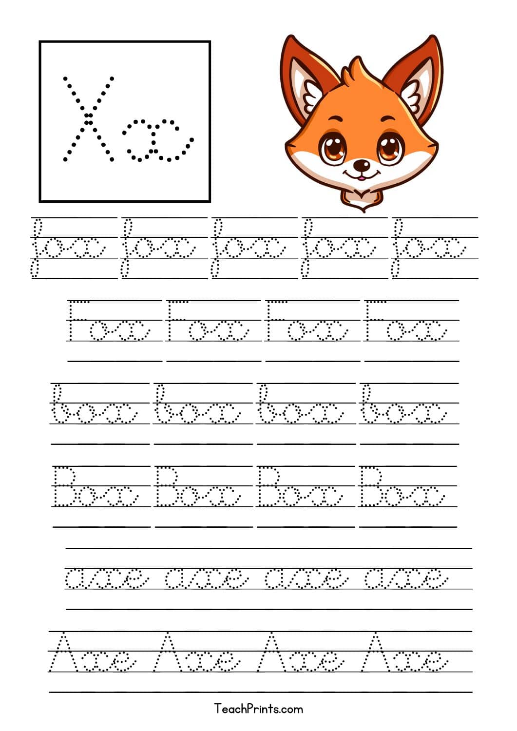 10 Cursive X Tracing Worksheets - Free Printables - Teach Prints