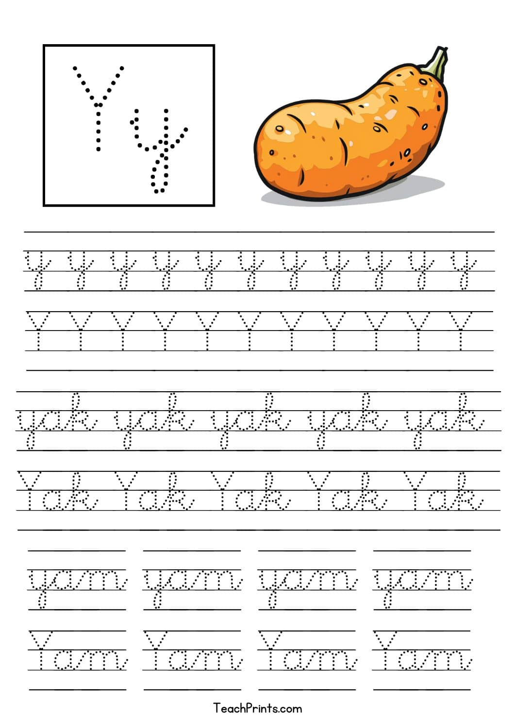 9 Cursive Y Tracing Worksheets - Free Printables - Teach Prints
