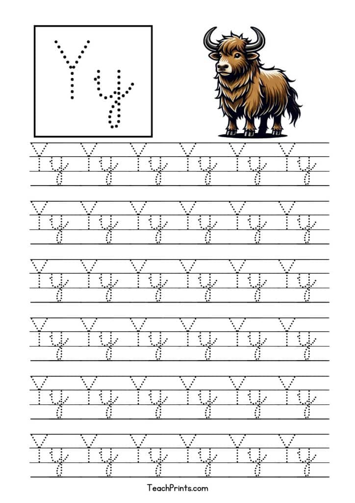 9 Cursive Y Tracing Worksheets - Free Printables - Teach Prints