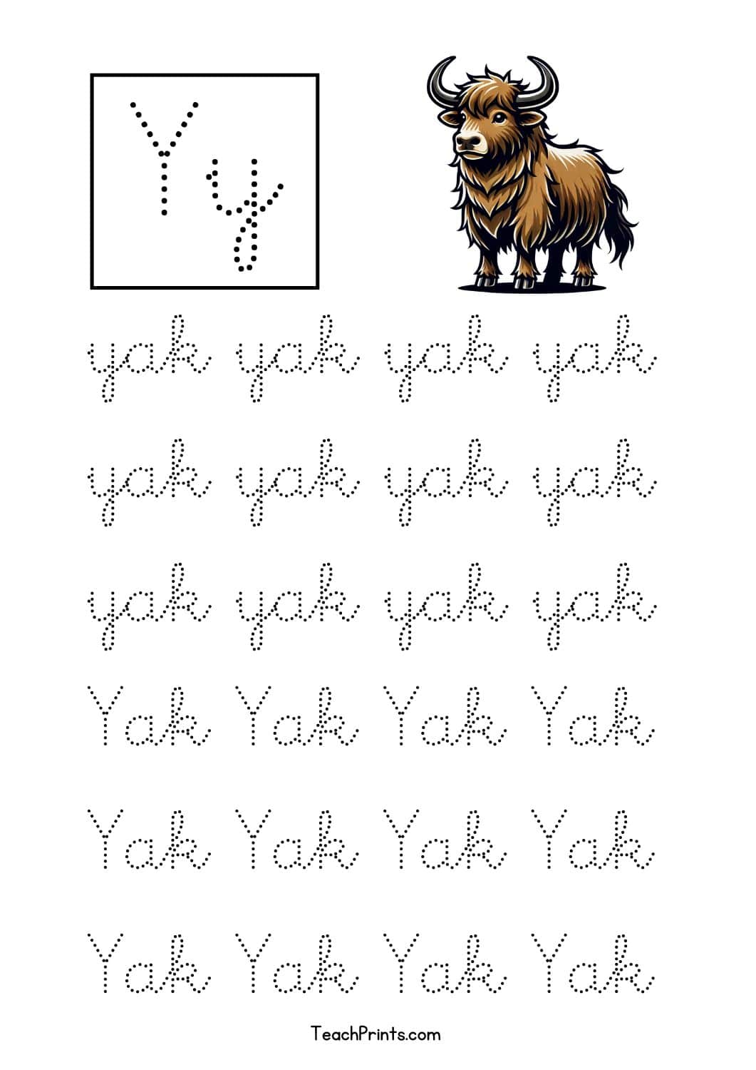9 Cursive Y Tracing Worksheets - Free Printables - Teach Prints