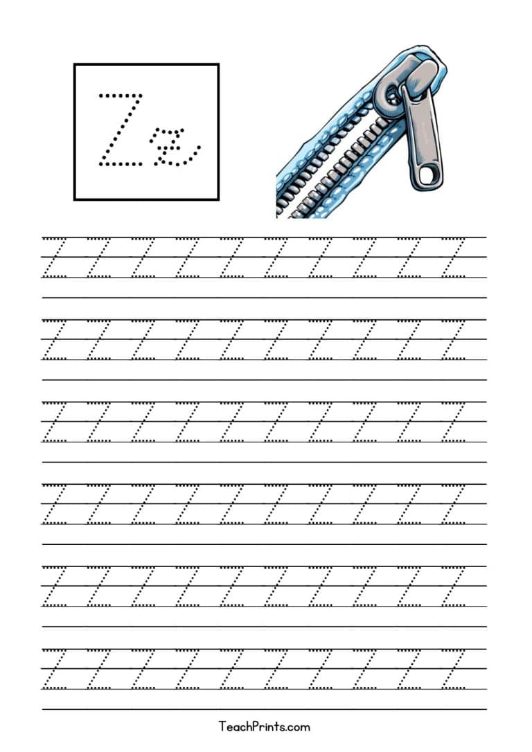 9 Cursive Z Tracing Worksheets - Free Printables - Teach Prints