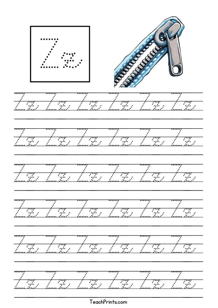 9 Cursive Z Tracing Worksheets - Free Printables - Teach Prints