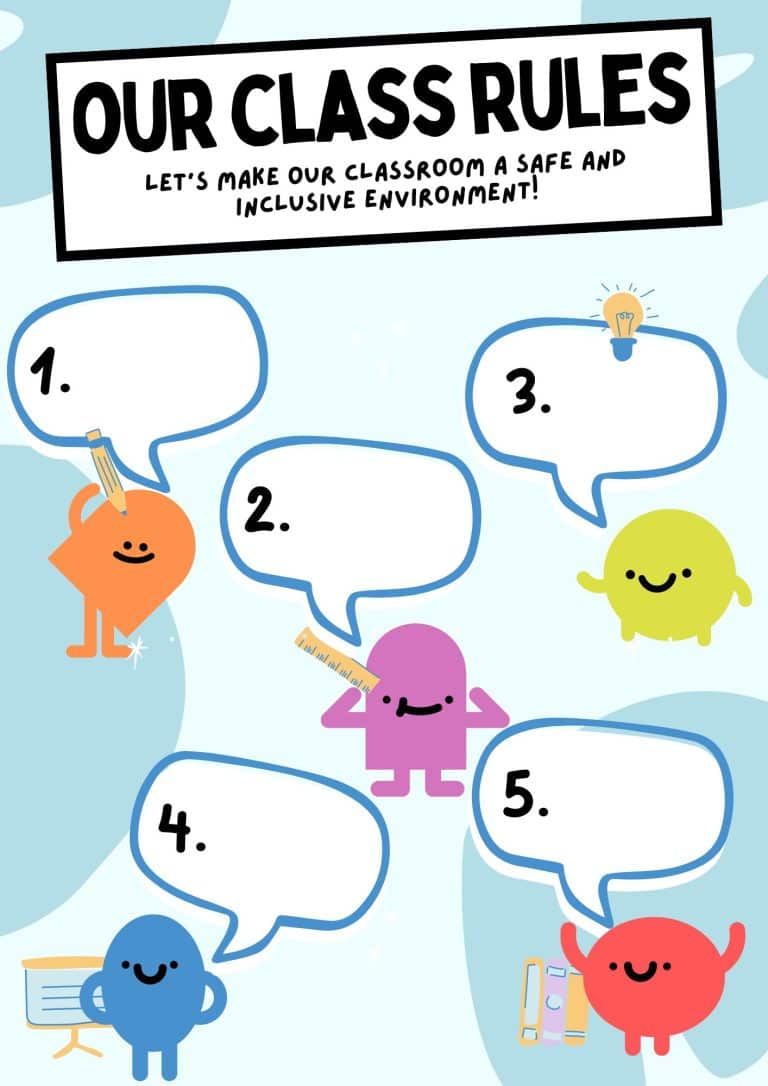 10 Free Classroom Rules Charts (Printable & Customizable) - Teach Prints