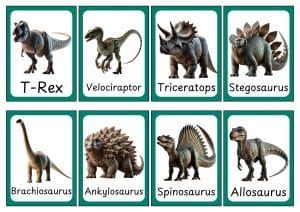 21 Dinosaur Flashcards (Free to Print!) - Teach Prints
