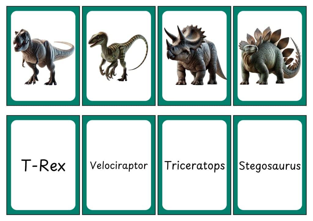 21 Dinosaur Flashcards (Free to Print!) - Teach Prints
