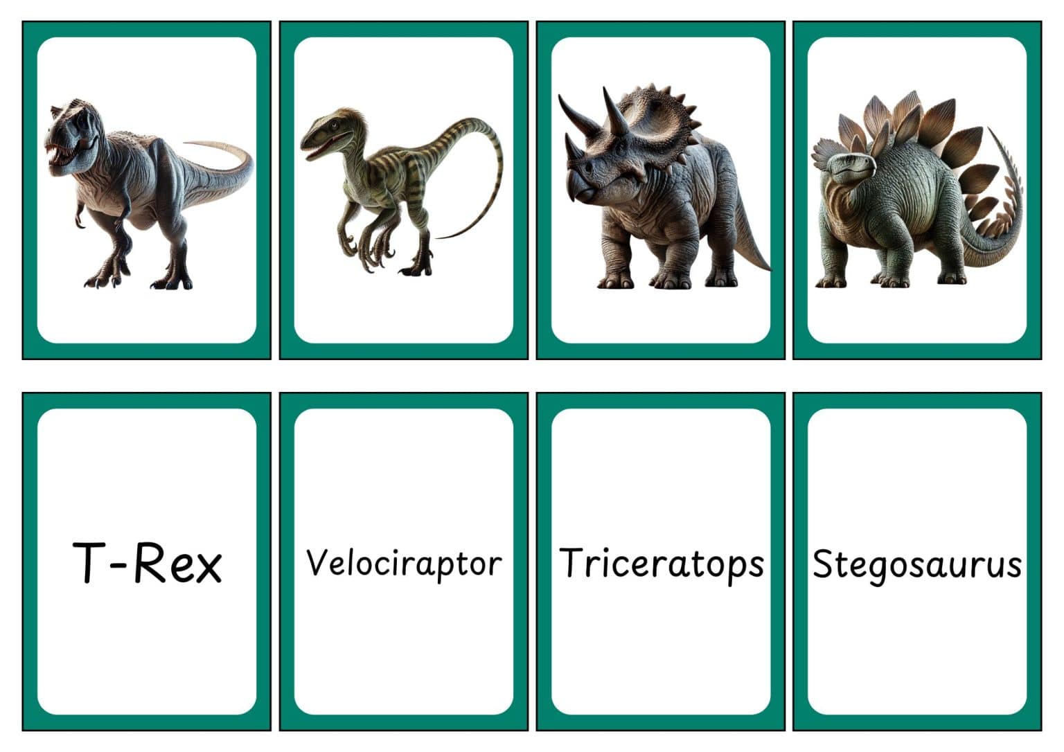 21 Dinosaur Flashcards (Free to Print!) - Teach Prints