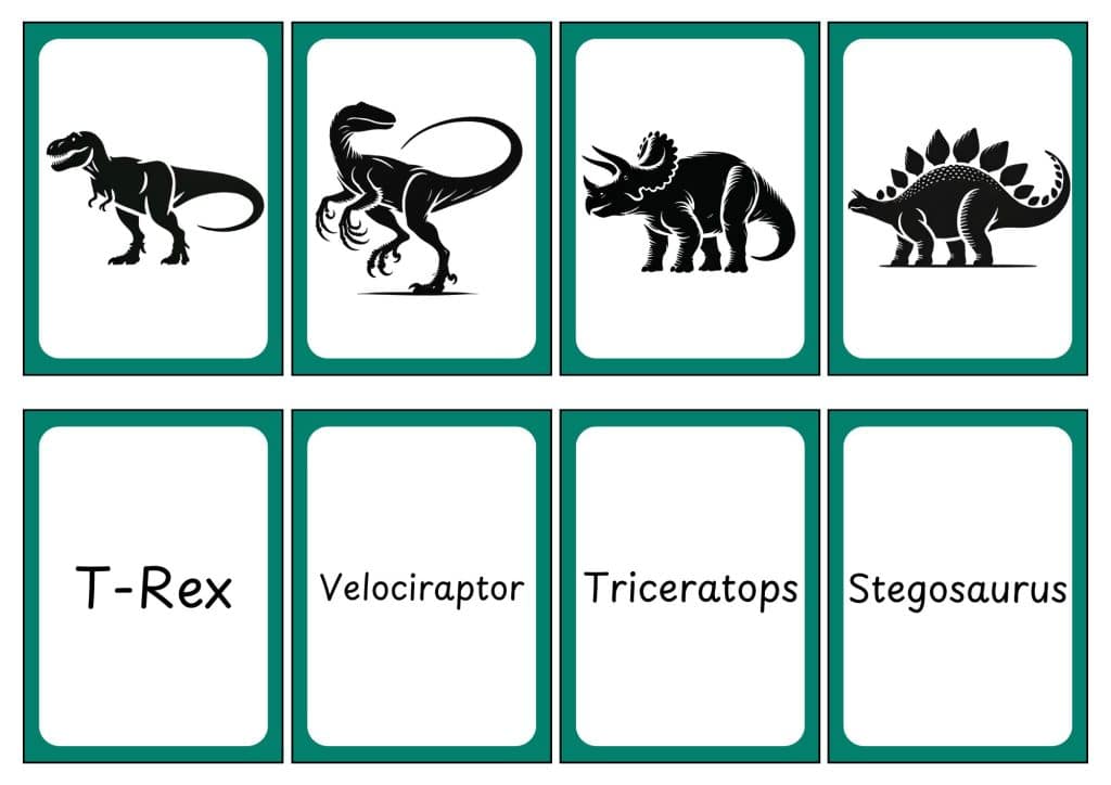 21 Dinosaur Flashcards (Free to Print!) - Teach Prints
