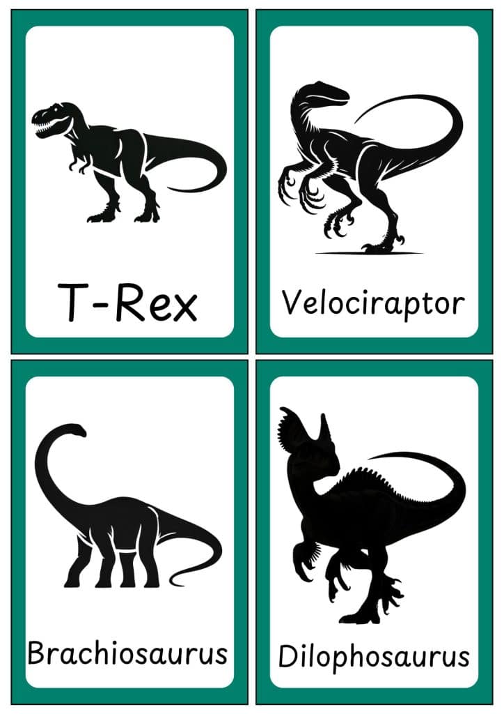 21 Dinosaur Flashcards (Free to Print!) - Teach Prints