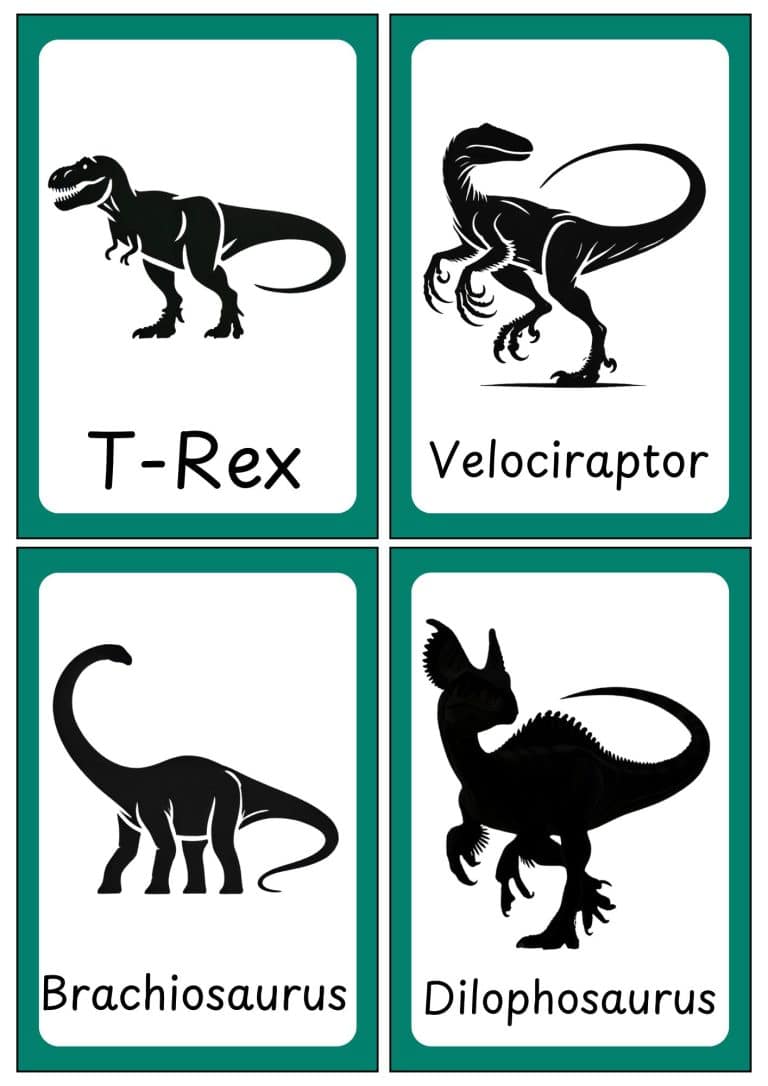21 Dinosaur Flashcards (Free to Print!) - Teach Prints