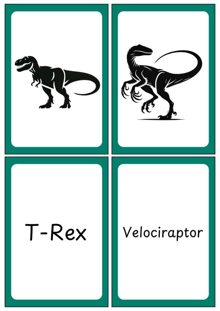 21 Dinosaur Flashcards (Free to Print!) - Teach Prints