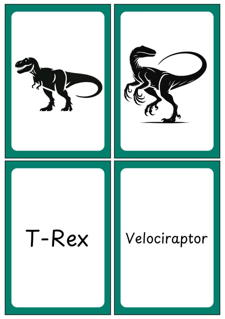 21 Dinosaur Flashcards (Free to Print!) - Teach Prints