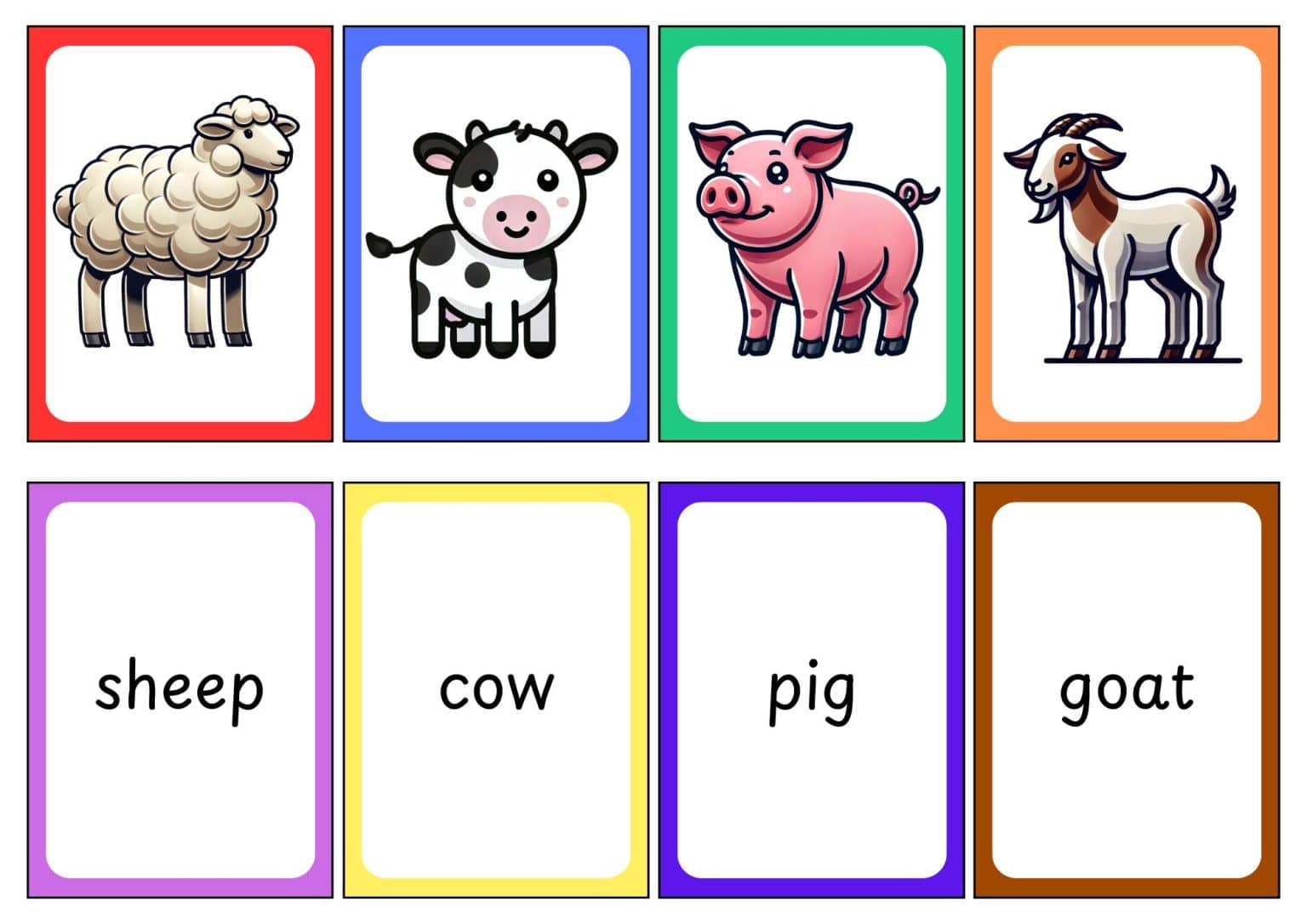 Farm Animals Flashcards - Free Printables! - Teach Prints