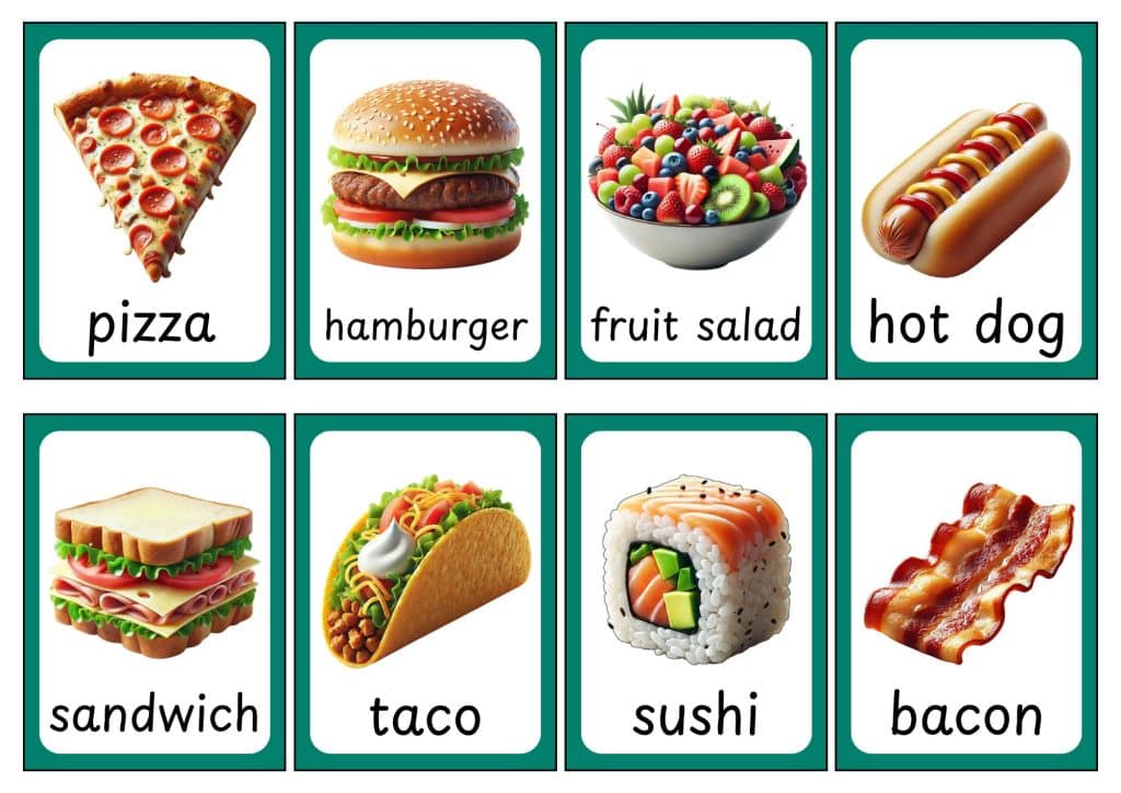 32 Food Flashcards (Free to Print!) - Teach Prints