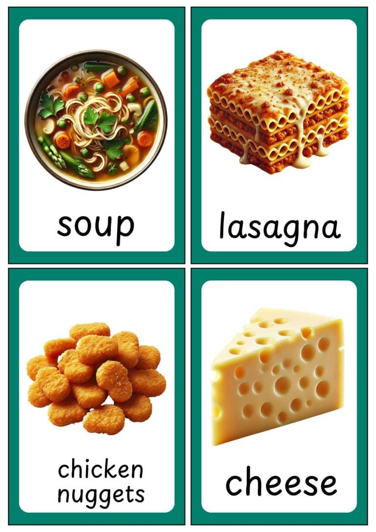 32 Food Flashcards (Free to Print!) - Teach Prints