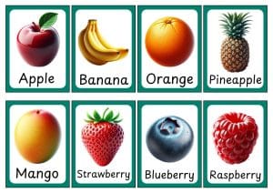 24 Fruit Flashcards (Free to Print!) - Teach Prints