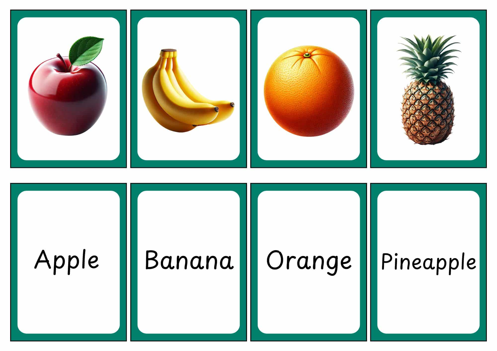 24 Fruit Flashcards (Free to Print!) - Teach Prints