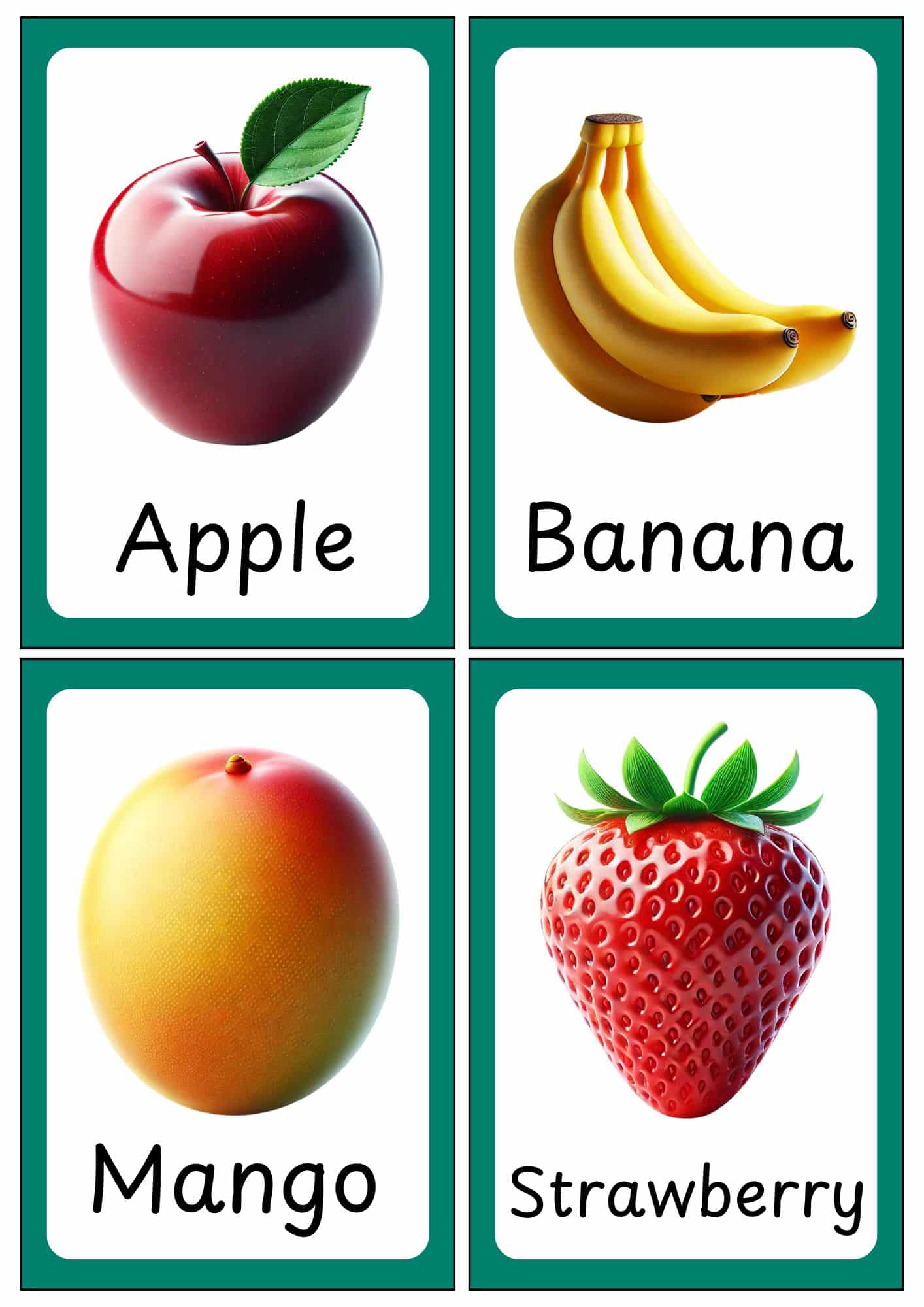 24 Fruit Flashcards (Free to Print!) - 🍎 Teach Prints