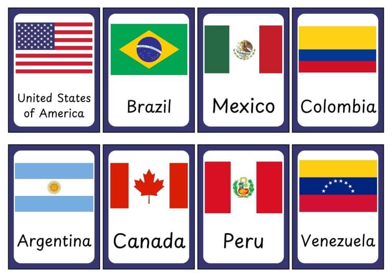 Country Flag Flashcards (128 Countries!) - Teach Prints
