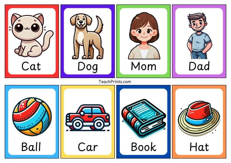 100 First Nouns Flashcard Set (Free to Print!) - Teach Prints