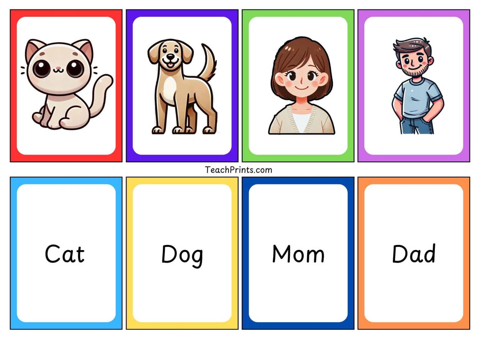 100 First Nouns Flashcard Set (Free to Print!) - Teach Prints