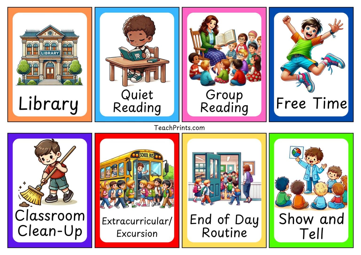 School Activities Flashcards (Free to Print!) - Teach Prints