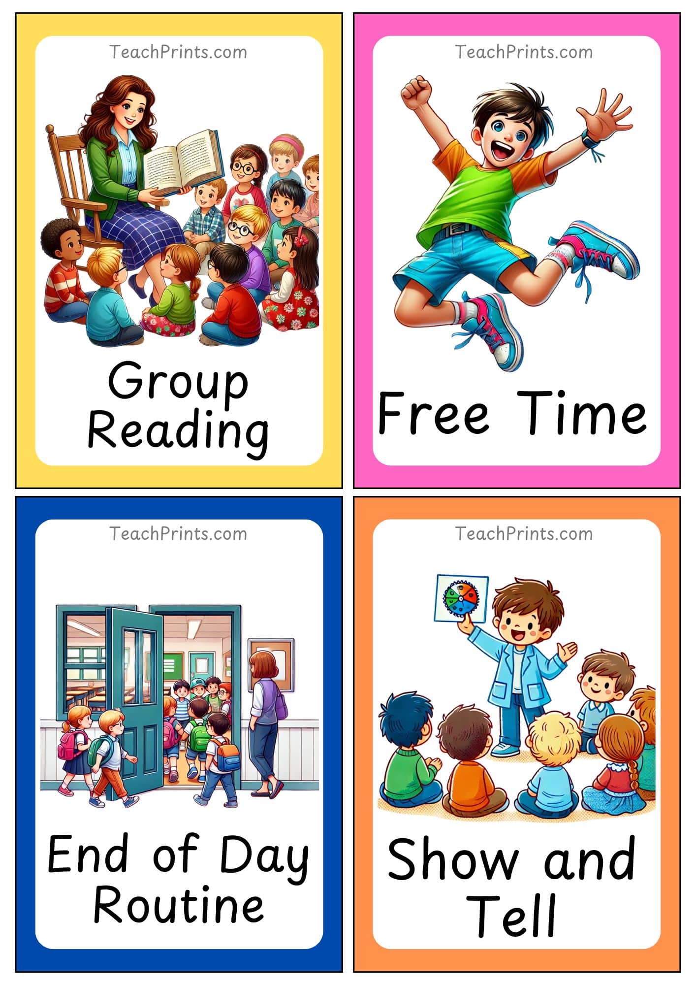 School Activities Flashcards (Free to Print!) - Teach Prints