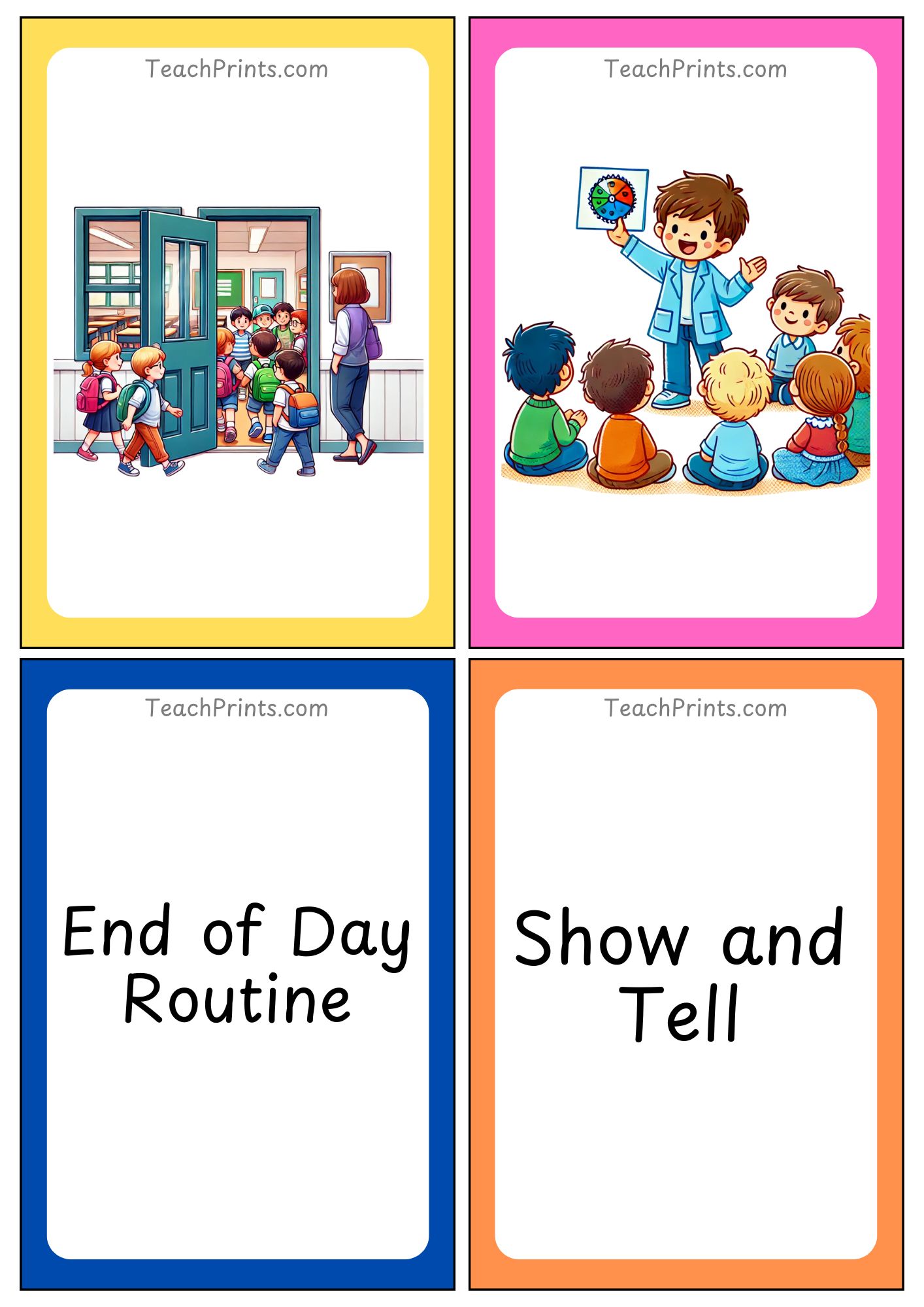School Activities Flashcards (Free to Print!) - Teach Prints