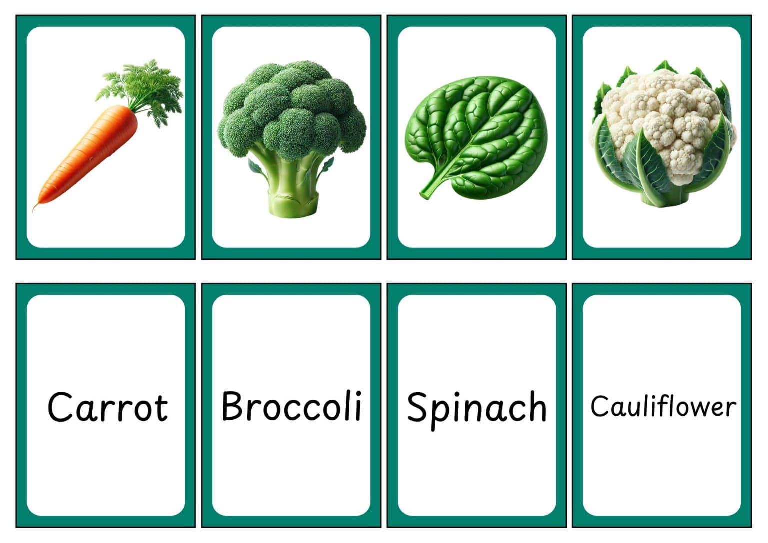 24 Vegetable Flashcards (Free to Print!) - Teach Prints