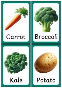 24 Vegetable Flashcards (Free to Print!) - Teach Prints